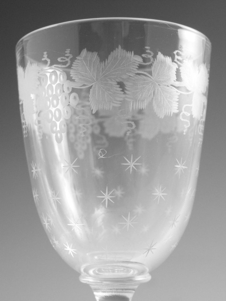 ANTIQUE WINE Glass / Glasses - Fruiting Vine Pattern (D) - Powell - Etsy