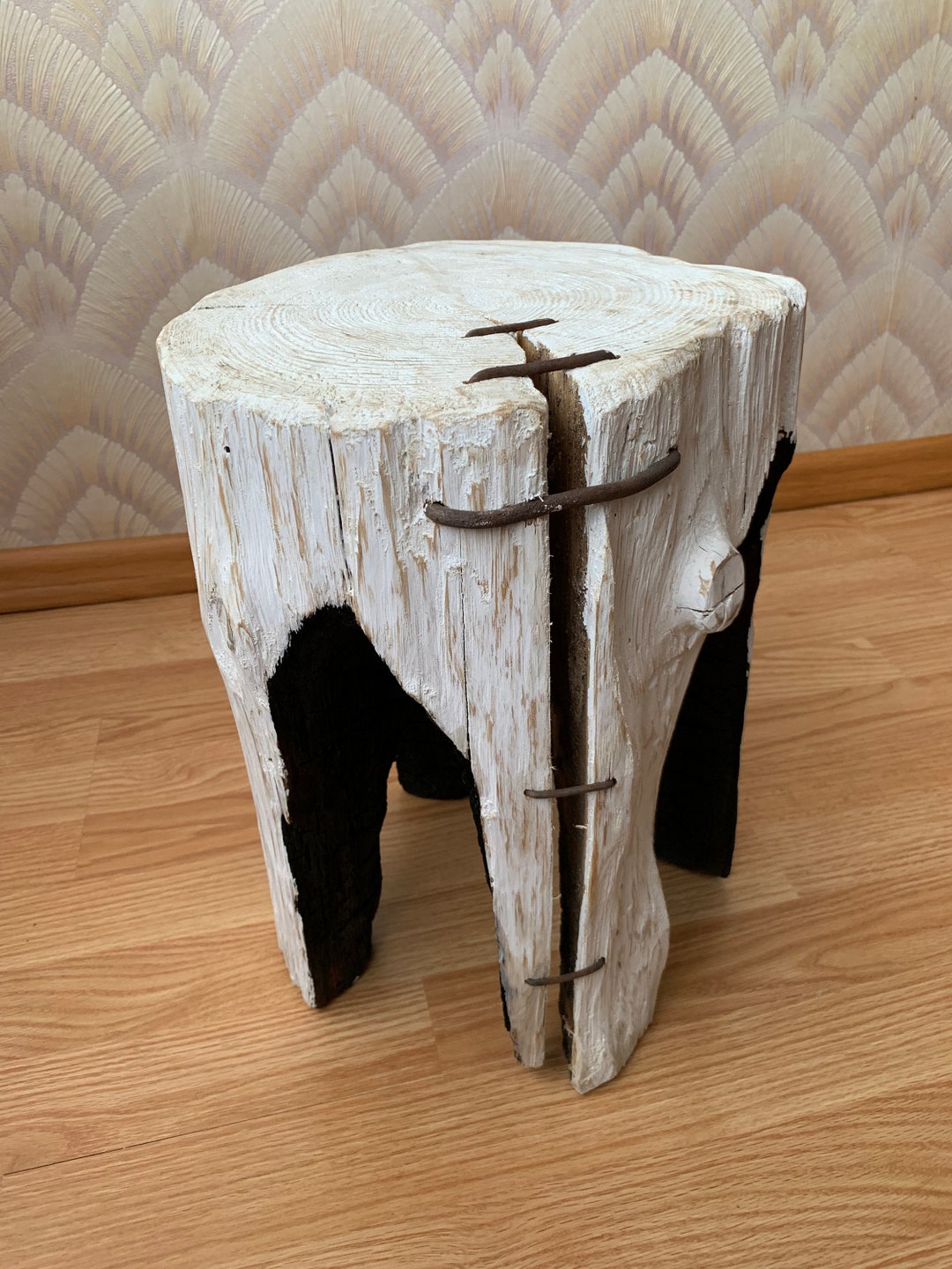 Painted White Stump Table Coffee Table Wood Wood Stool - Etsy