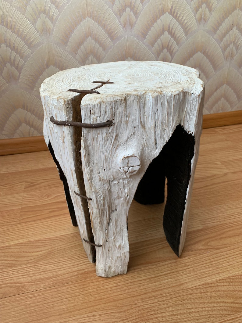 Painted White Stump Table Coffee Table Wood Wood Stool - Etsy