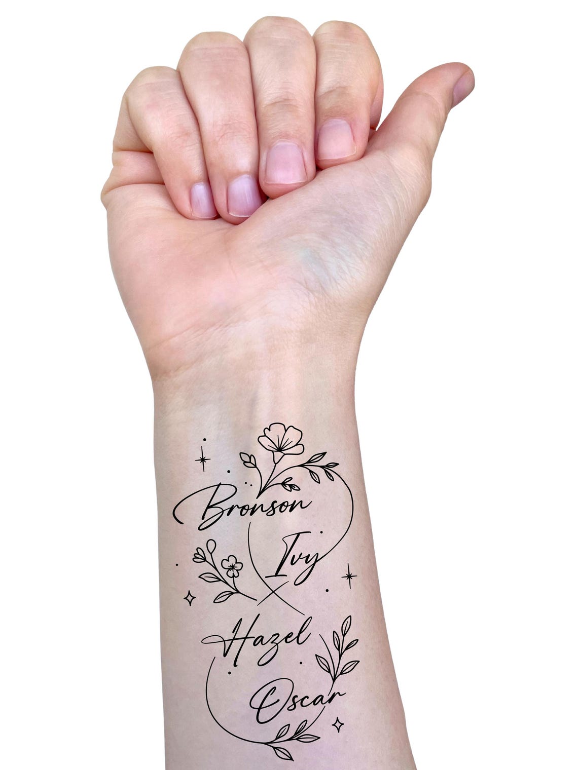 Custom Kids Names Temporary Tattoo - Personalized Semi Permanent Design ...