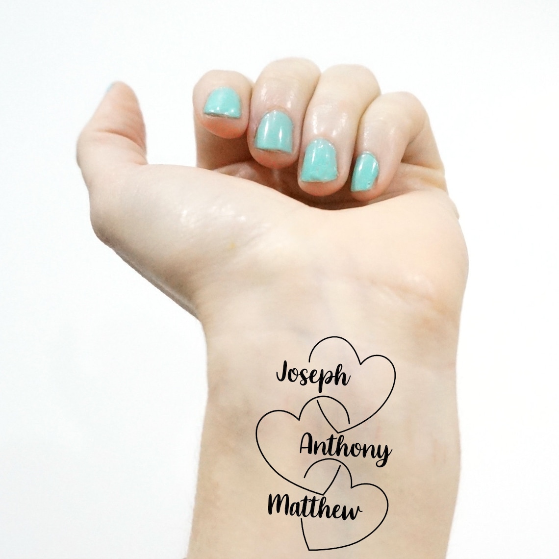 Custom Temporary Tattoo, Hearts With Kids Names (set of 3) - Etsy
