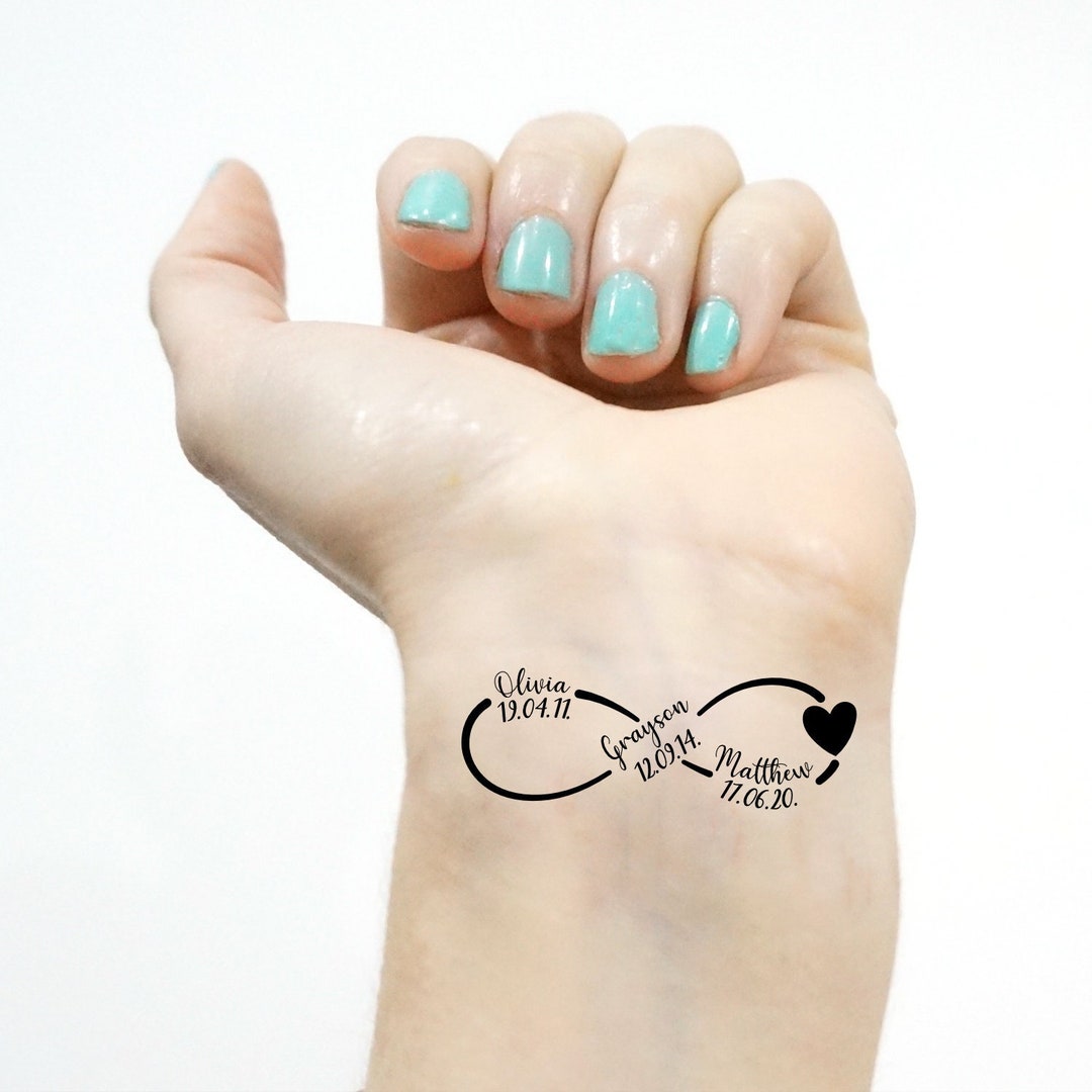 Custom Temporary Tattoo, Eternal Love Kids Names (set of 3) - Etsy
