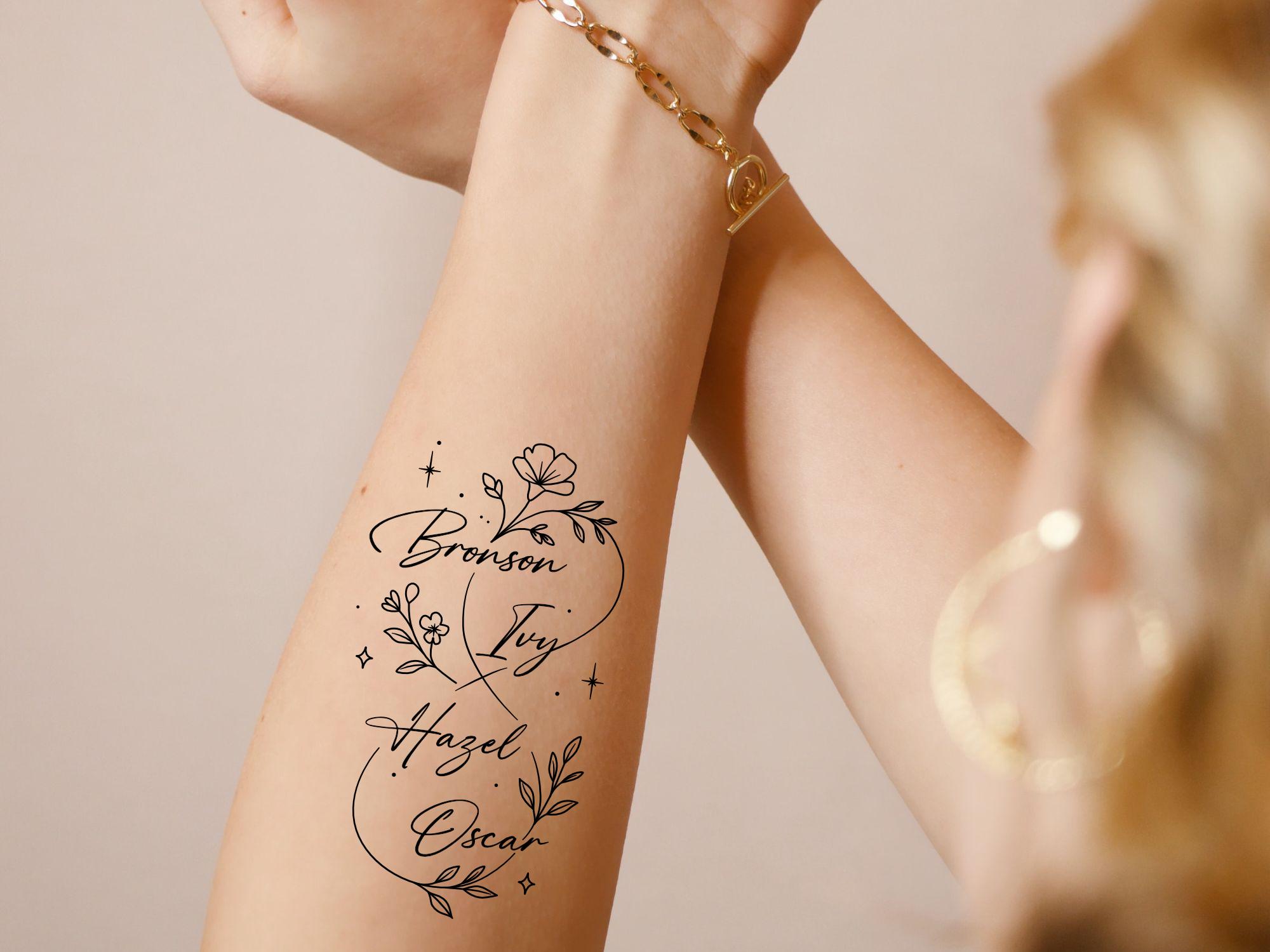 Custom Kids Names Temporary Tattoo - Personalized Semi Permanent Design ...
