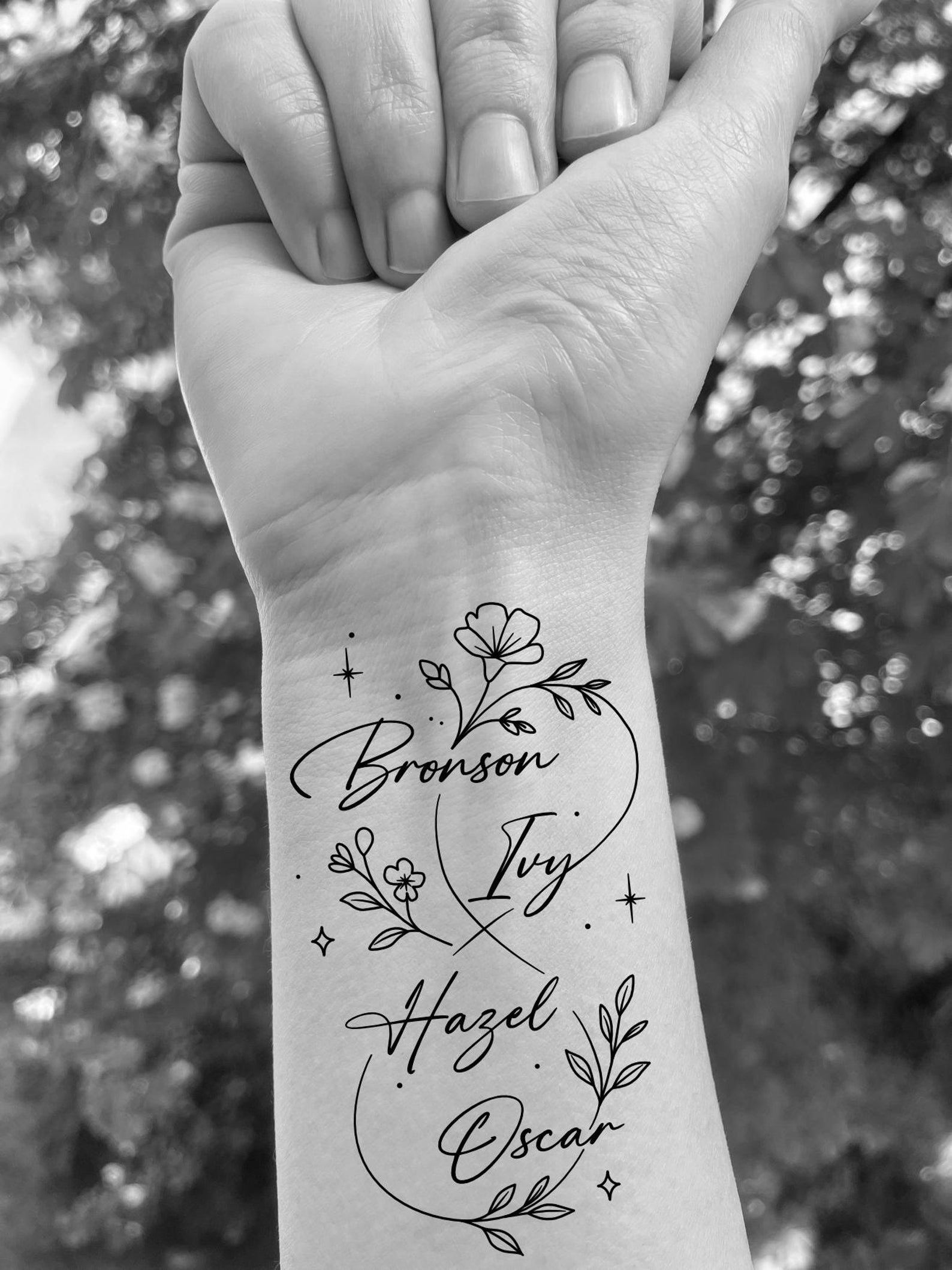 Custom Kids Names Temporary Tattoo - Personalized Semi Permanent Design ...