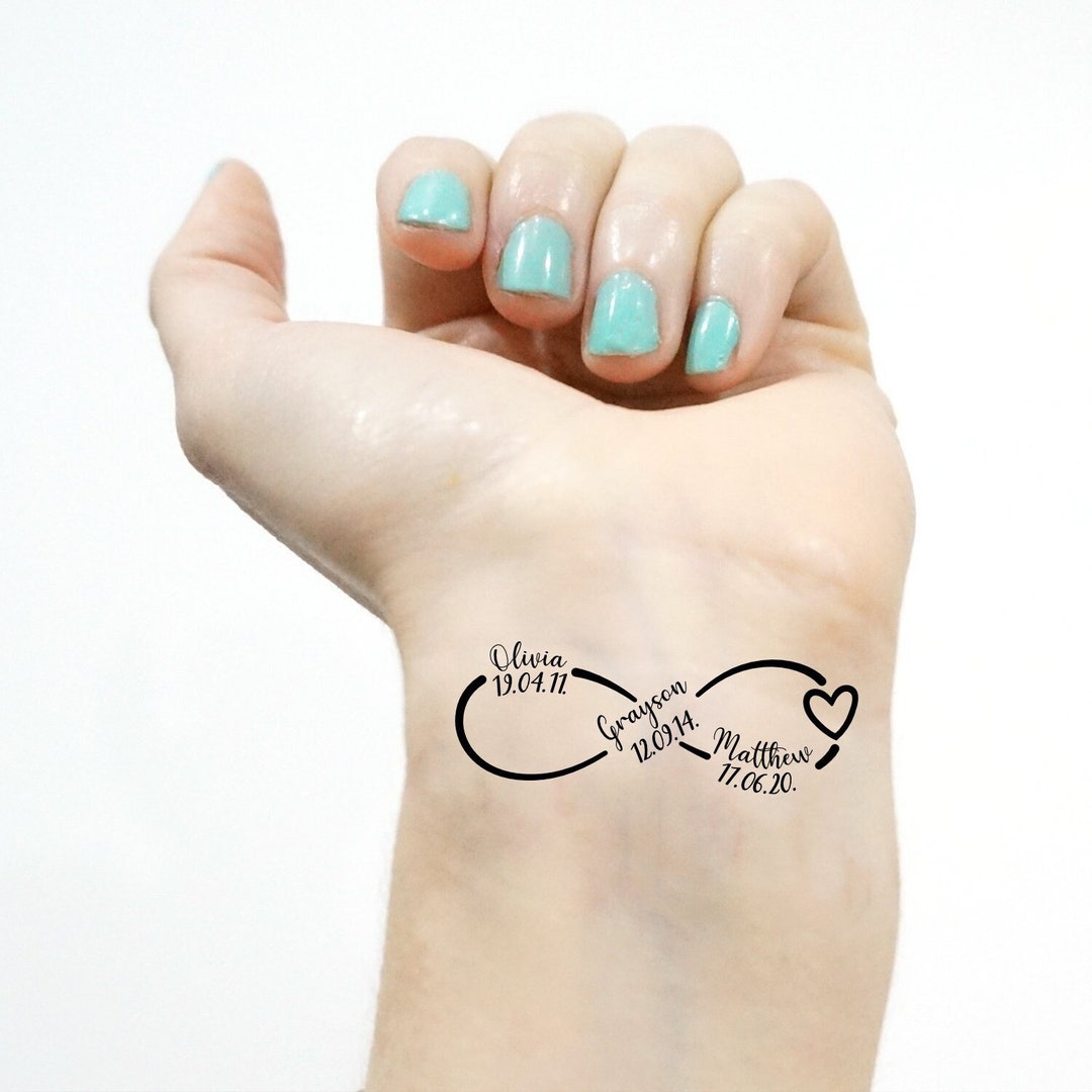 Custom Temporary Tattoo, Eternal Love Kids Names (set of 3) - Etsy