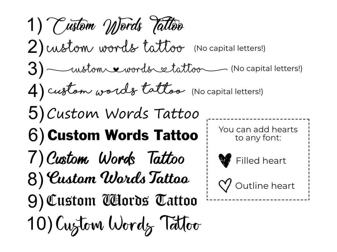 Custom Words Temporary Tattoo, Personalized (set of 3) - Etsy