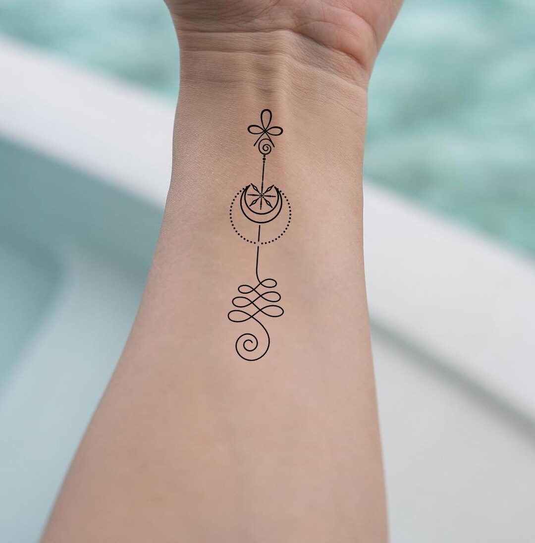 Unalome Temporary Tattoo Set – Fine Line Minimalist Design (set of 3 ...