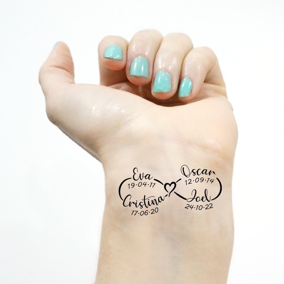 Custom Temporary Tattoo, Kids Names and Birth Dates (set of 3) - Etsy