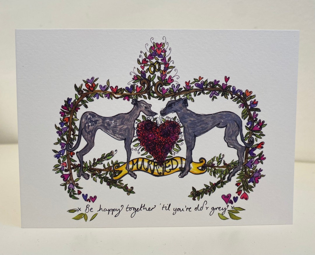 Greyhound Wedding Card - Etsy UK