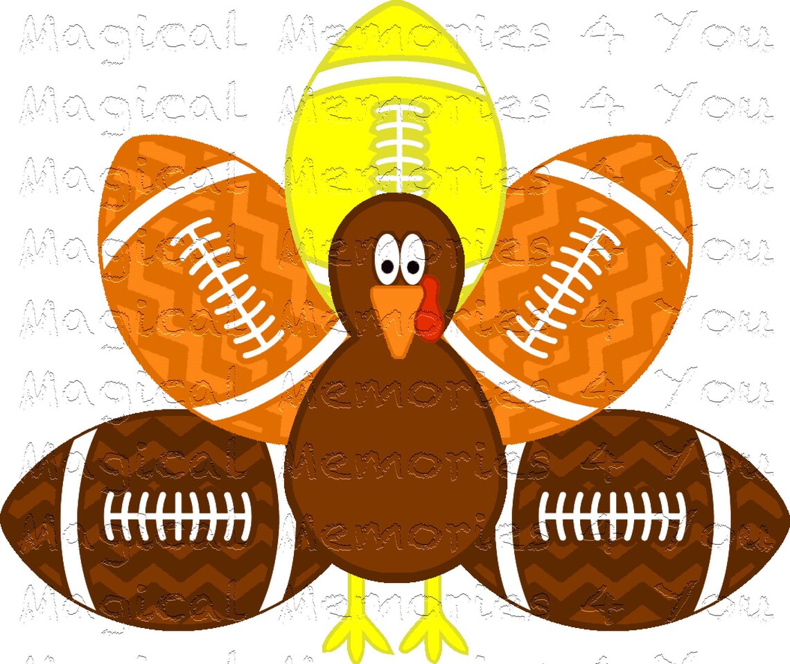 Turkey With Football Feathers Thanksgiving Design File | Etsy