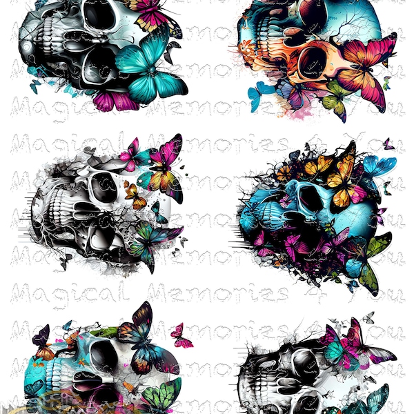 Butterfly Skull Etsy