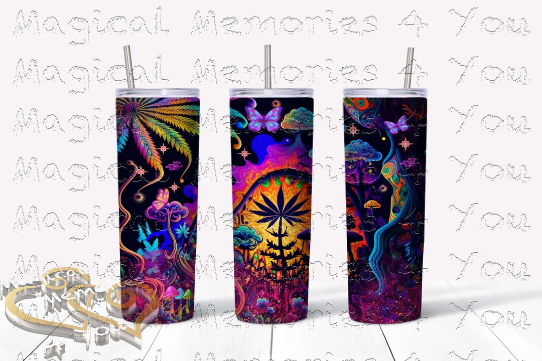 Neon 420 Tumbler, Weed Tumbler, Canibis Tumbler, Pot Head Tumbler, Wake ...