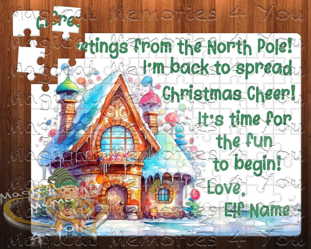 Elf Returns Puzzle, Gingerbread Elf Puzzle, Customized Christmas Puzzle ...