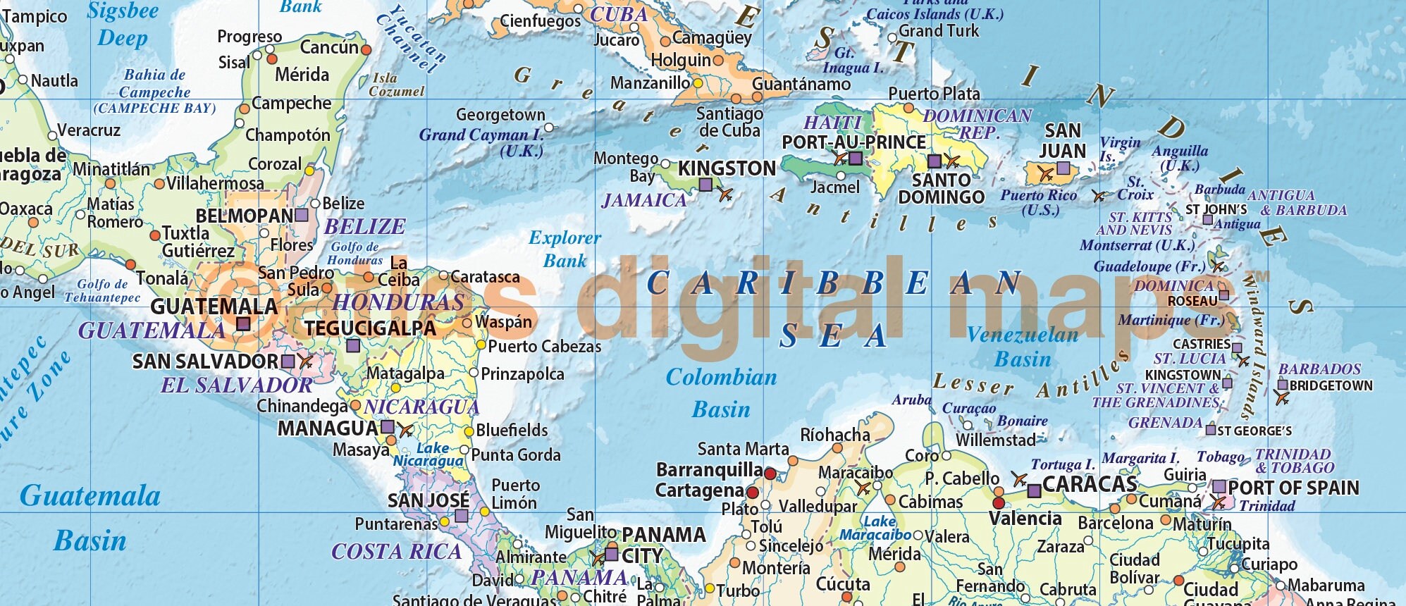 Political World Map Canvas Uk-centric Political & Shaded - Etsy