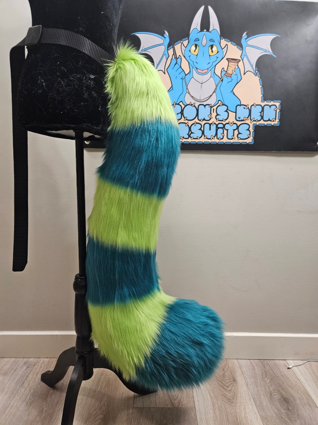 Xl 30" Lime and Teal "red Panda" Style Fursuit Costume Tail FREE US ...