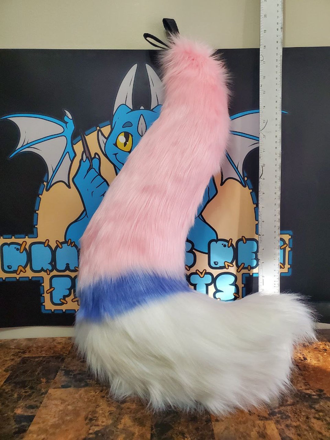 24 Pink Lemonade and Periwinkle Fox Fursuit Tail FREE US - Etsy