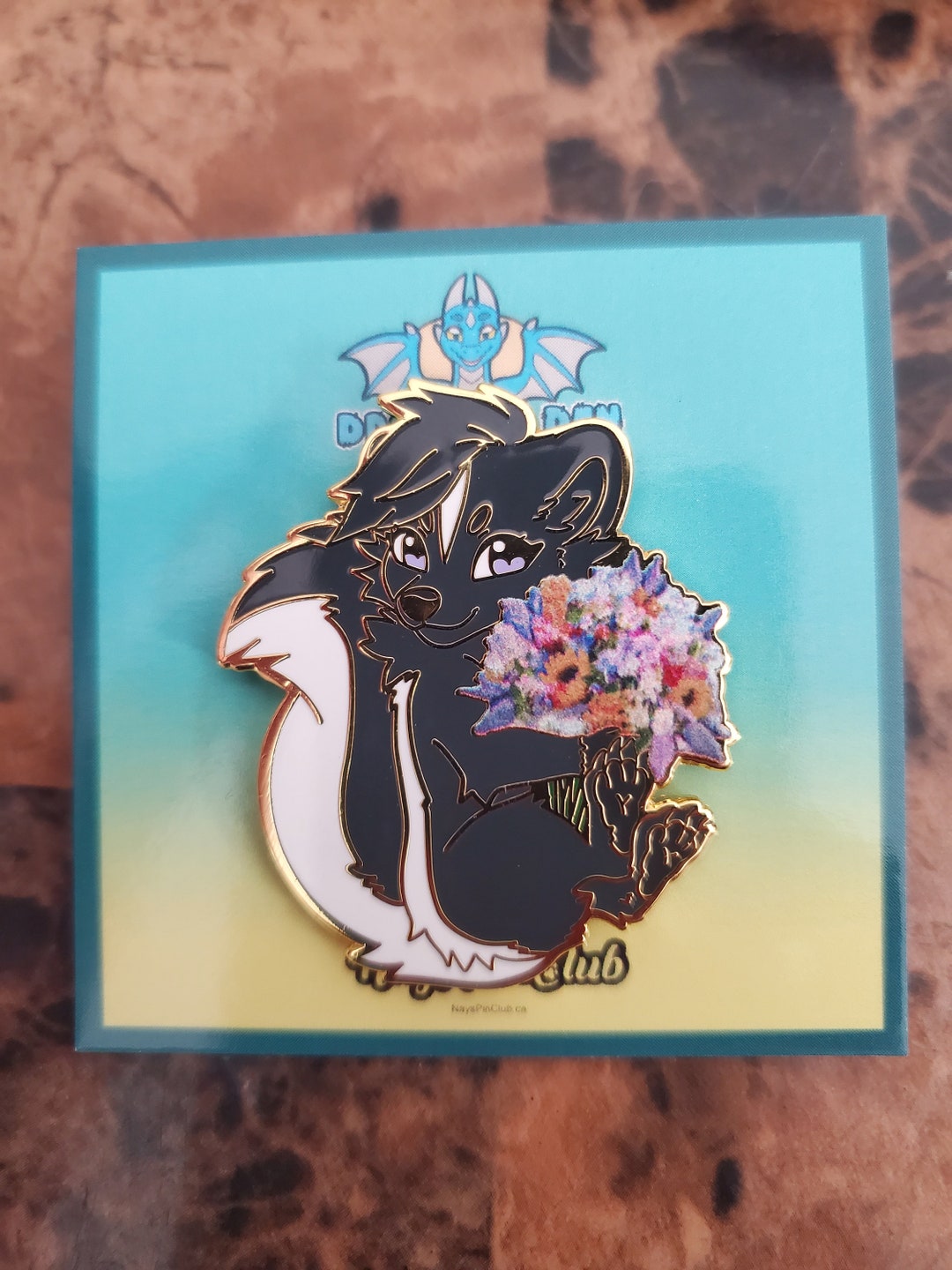 1.75" Skunk With Flowers "a Grade" Enamel Pin - Etsy