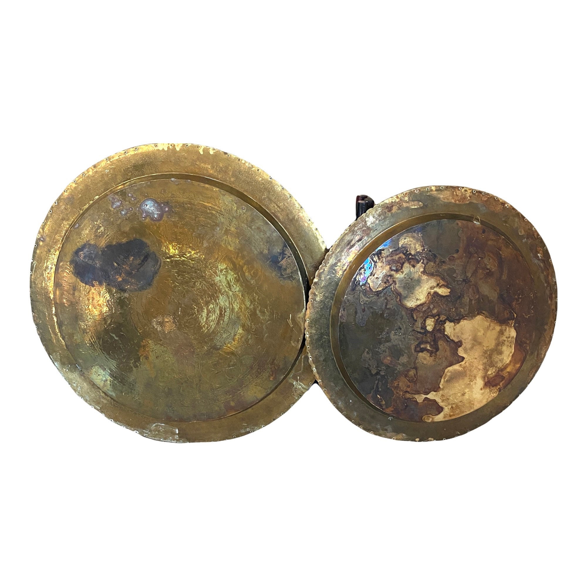 Mid-century Two Tiered Brass Tray Table With Folding Base | Etsy