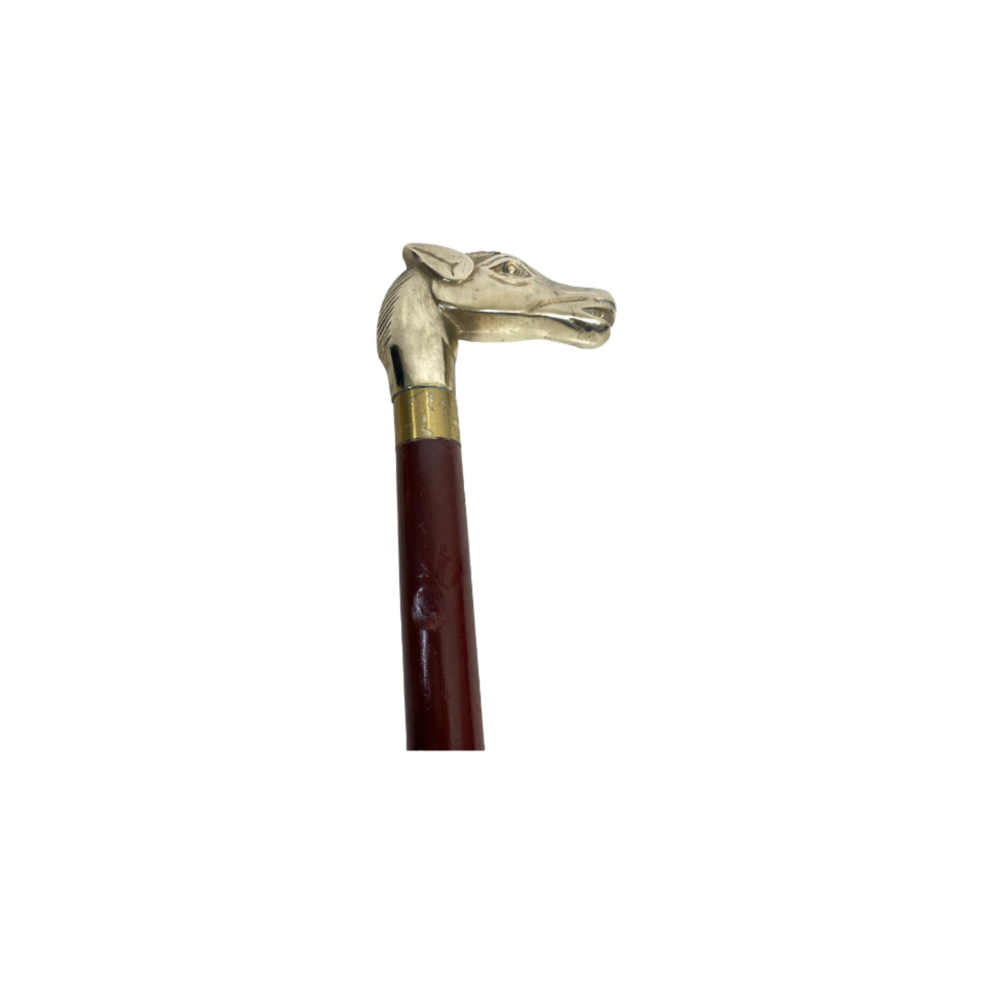 Cane With Brass Horse Head Handle, Vintage Walking Stick, Equestrian ...