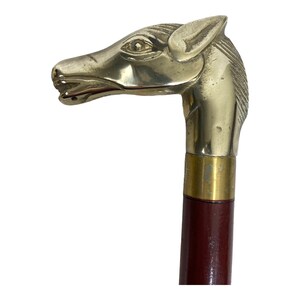 Cane With Brass Horse Head Handle, Vintage Walking Stick, Equestrian ...