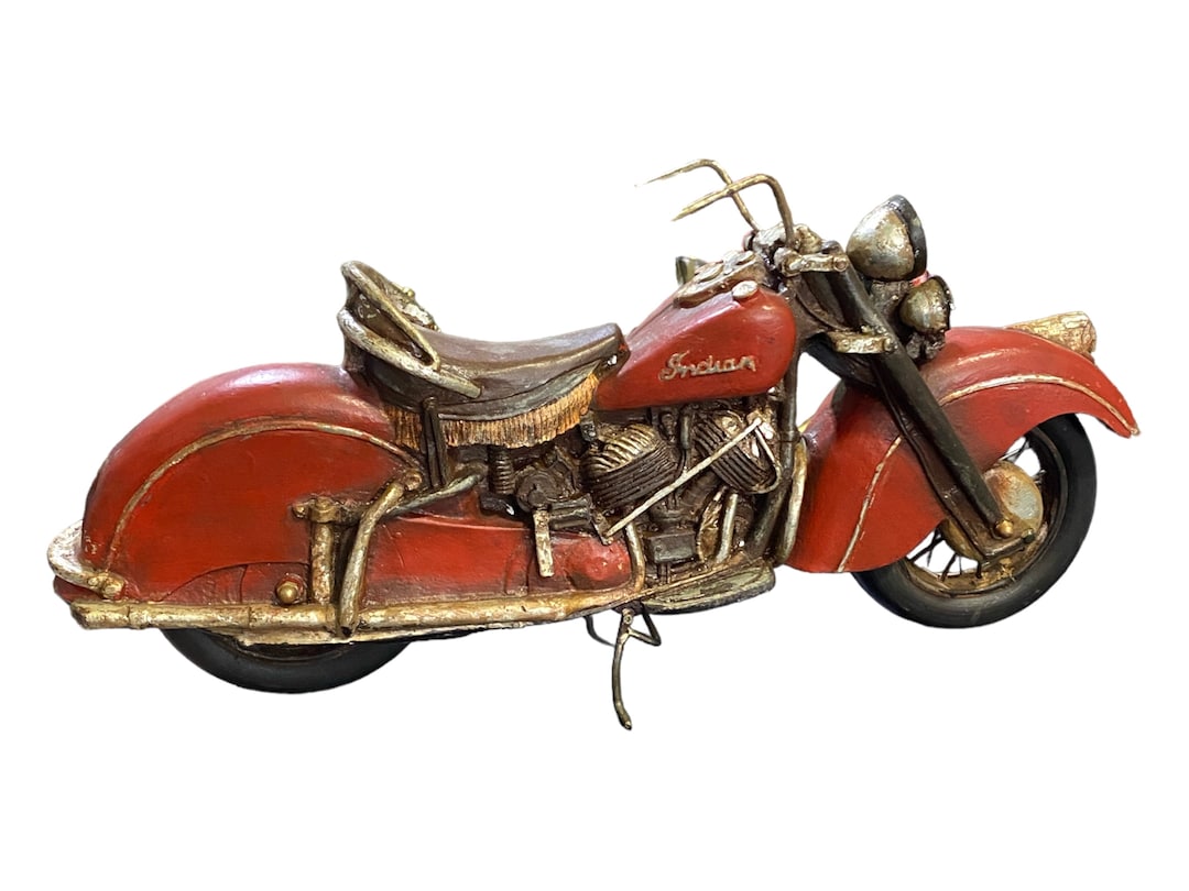 Vintage Indian Motorcycle Model Replica Resin Sculpture Motorcycle Art ...