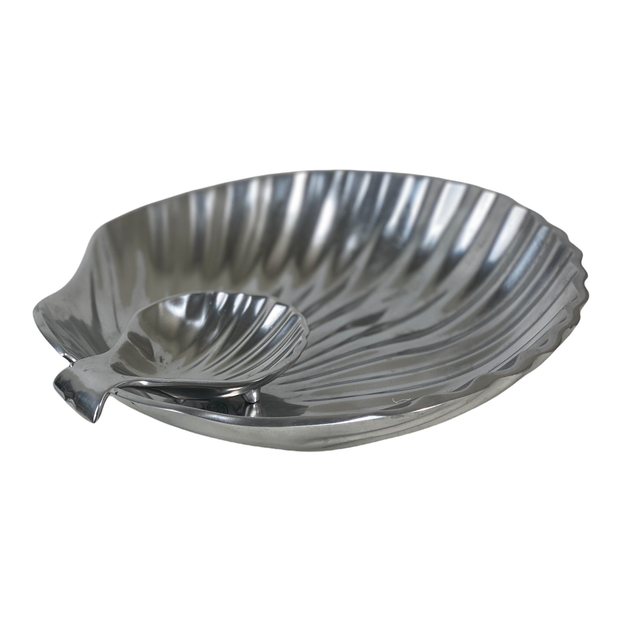Silver Metal Clam Shell Chip and Dip Bowl Vintage Kitchen - Etsy