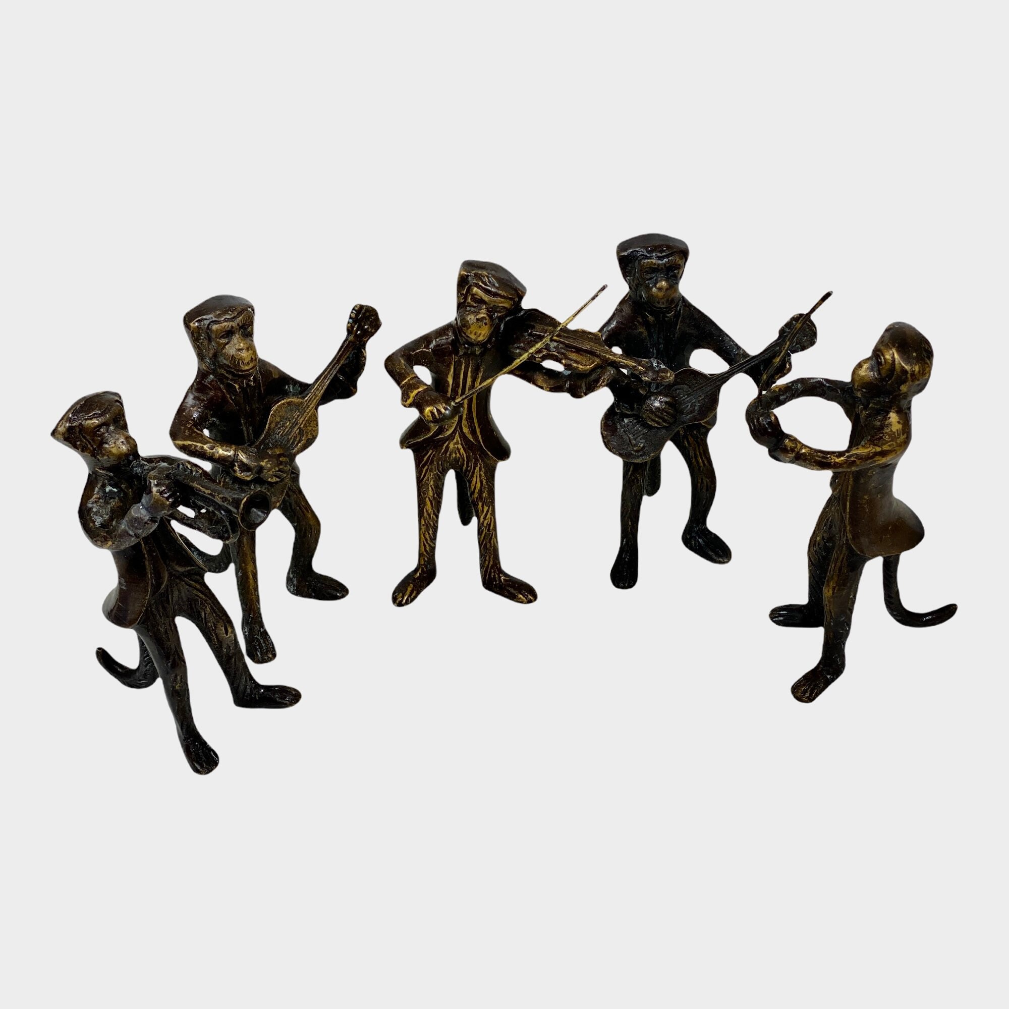 Vintage Bronze Monkey Band Figurines Gift for Musician - Etsy
