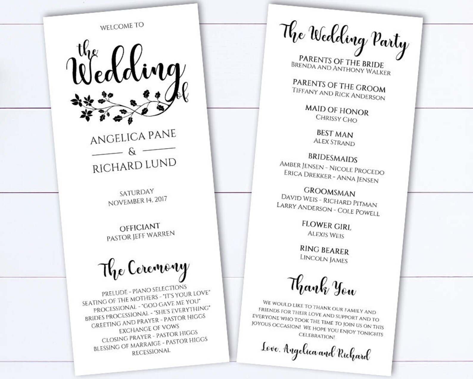 Tea Length Rustic Wedding Program Template Rustic Wedding - Etsy