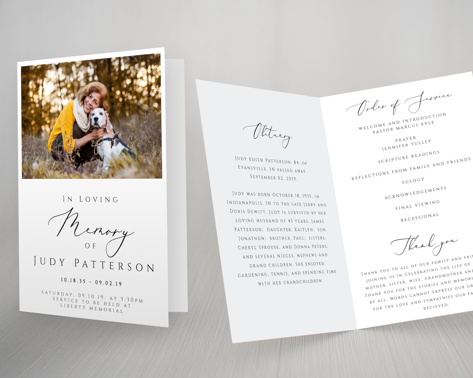 Modern Funeral Program Template Simple Funeral Program - Etsy Canada