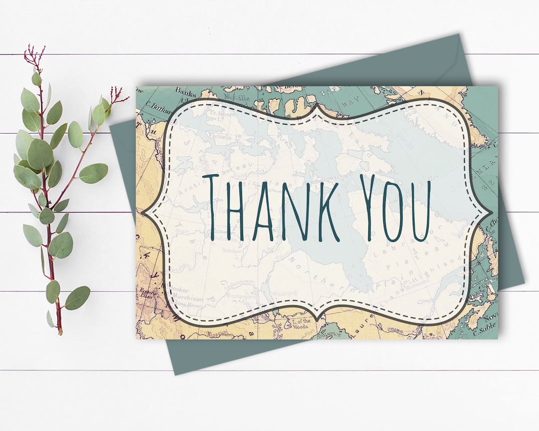 Adventure Thank You Card Template Map Thank You Card Template Printable ...