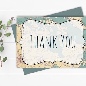 Adventure Thank You Card Template Map Thank You Card Template Printable ...