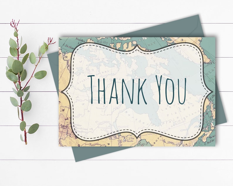 Adventure Thank You Card Template Map Thank You Card Template Printable ...