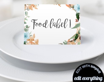 Classic Party Editable Food Buffet Cards Food Card Template - Etsy