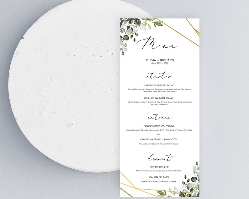 Editable Wedding Menu Template Printable Wedding Menu Cards - Etsy