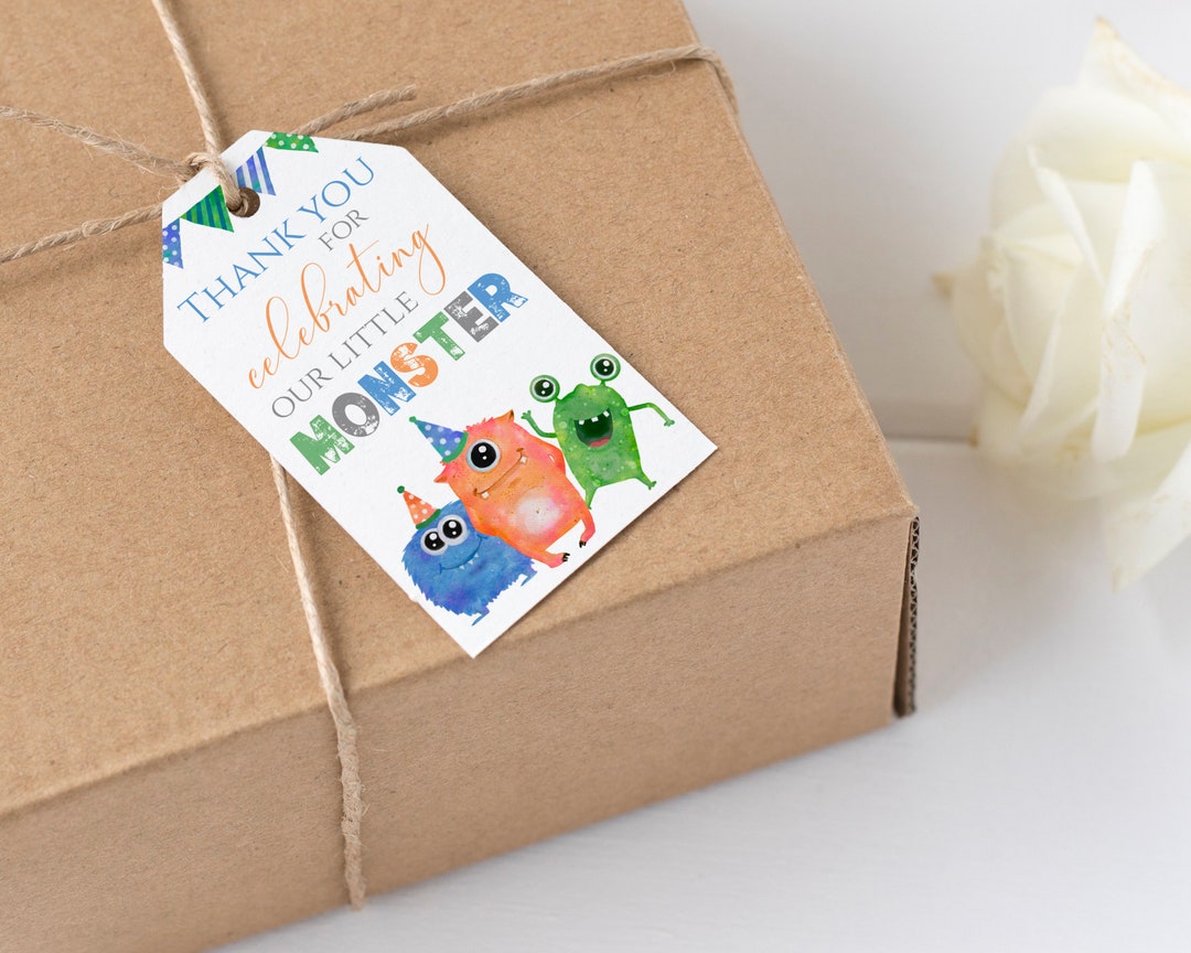 Printable Monsters Birthday Gift Tags Monsters Birthday Thank You Tags ...