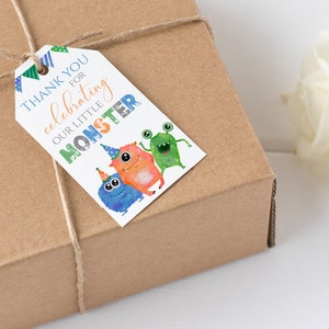 Printable Monsters Birthday Gift Tags Monsters Birthday Thank You Tags ...