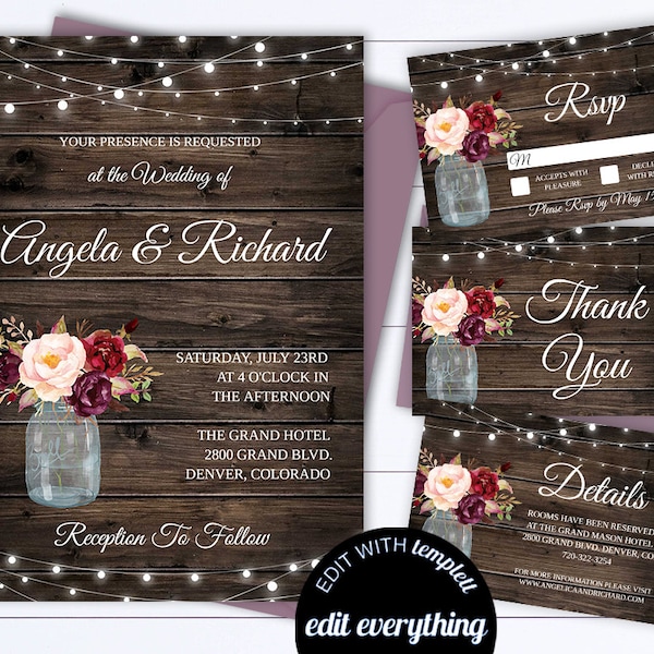 Rustic Wedding Invitation - Etsy
