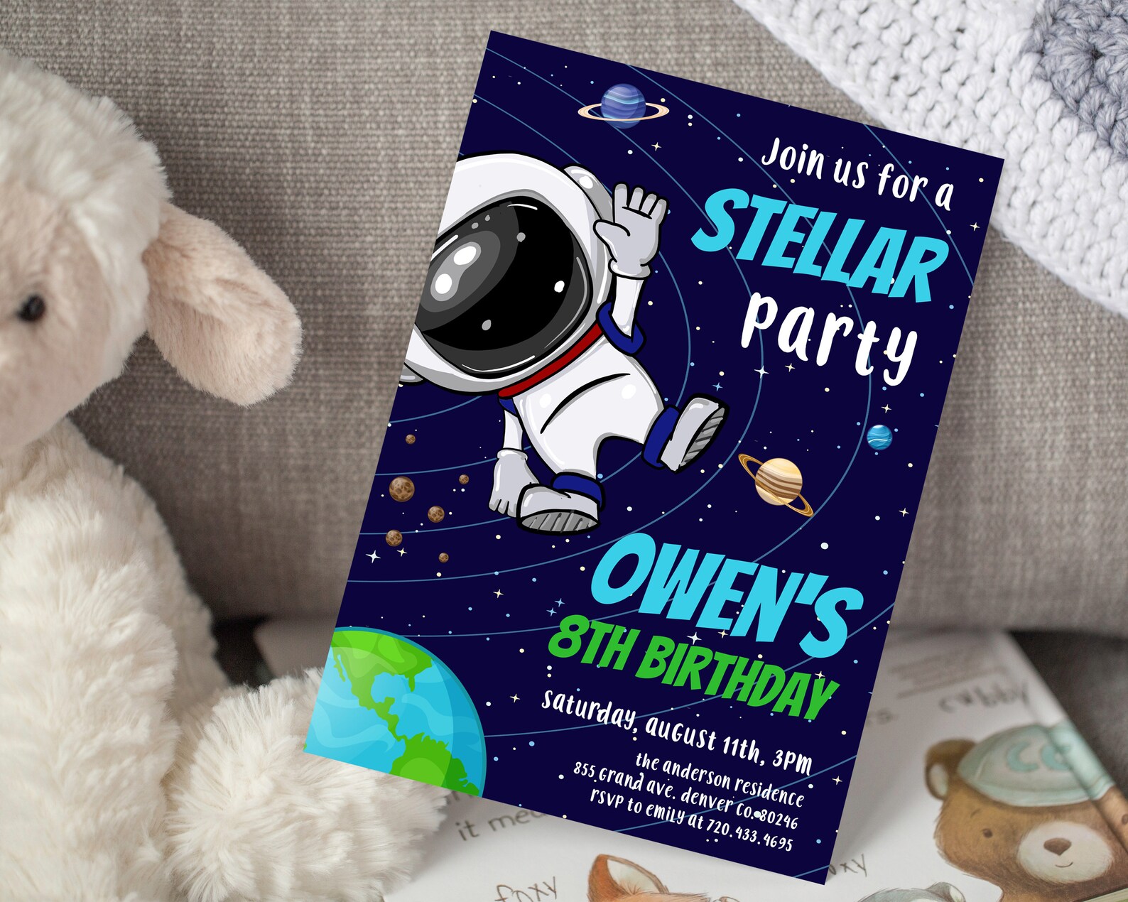 Editable Boy Space Birthday Party Invitation Template Astronaut ...