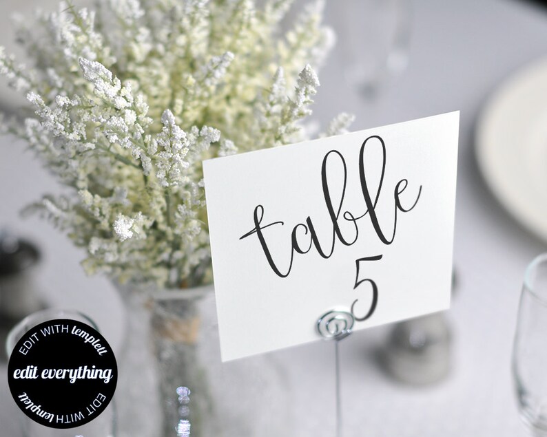 Wedding Table Card Template Printable Table Cards Wedding - Etsy
