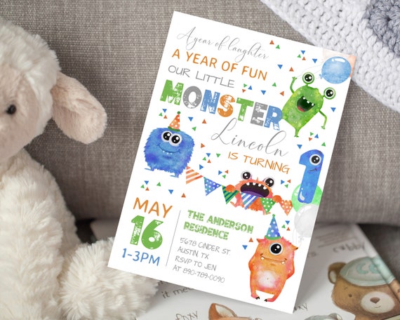 Editable Monster Birthday Party Invitation Template Monster | Etsy
