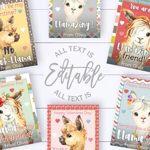 Llama Kids Valentines Card Template Classroom Valentines Card Template ...