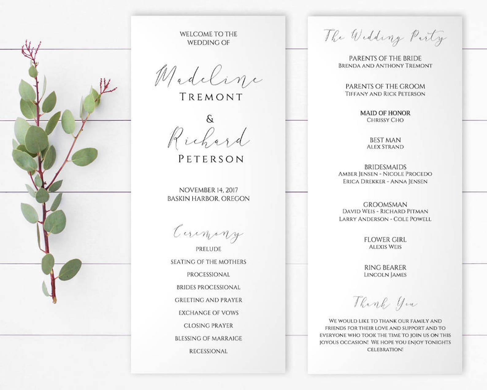 Tea Length Wedding Program Template Diy Wedding Program - Etsy