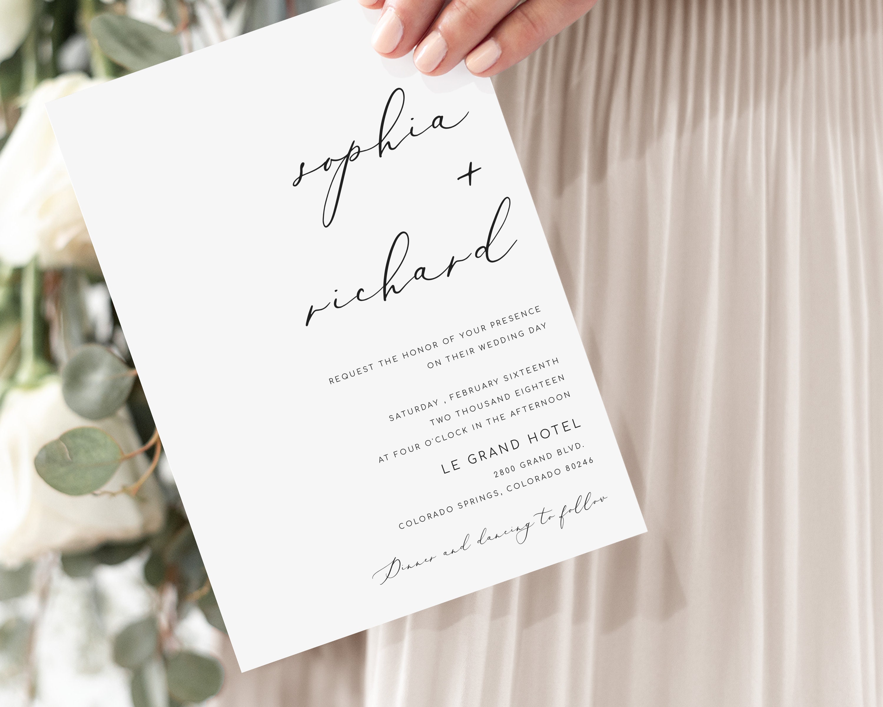 Modern Minimalist Wedding Invitation Template Simple Wedding | Etsy