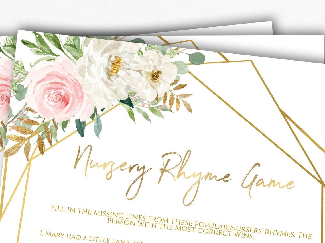 Pink Nursery Rhyme Quiz Baby Shower Game Baby Shower Nursery - Etsy