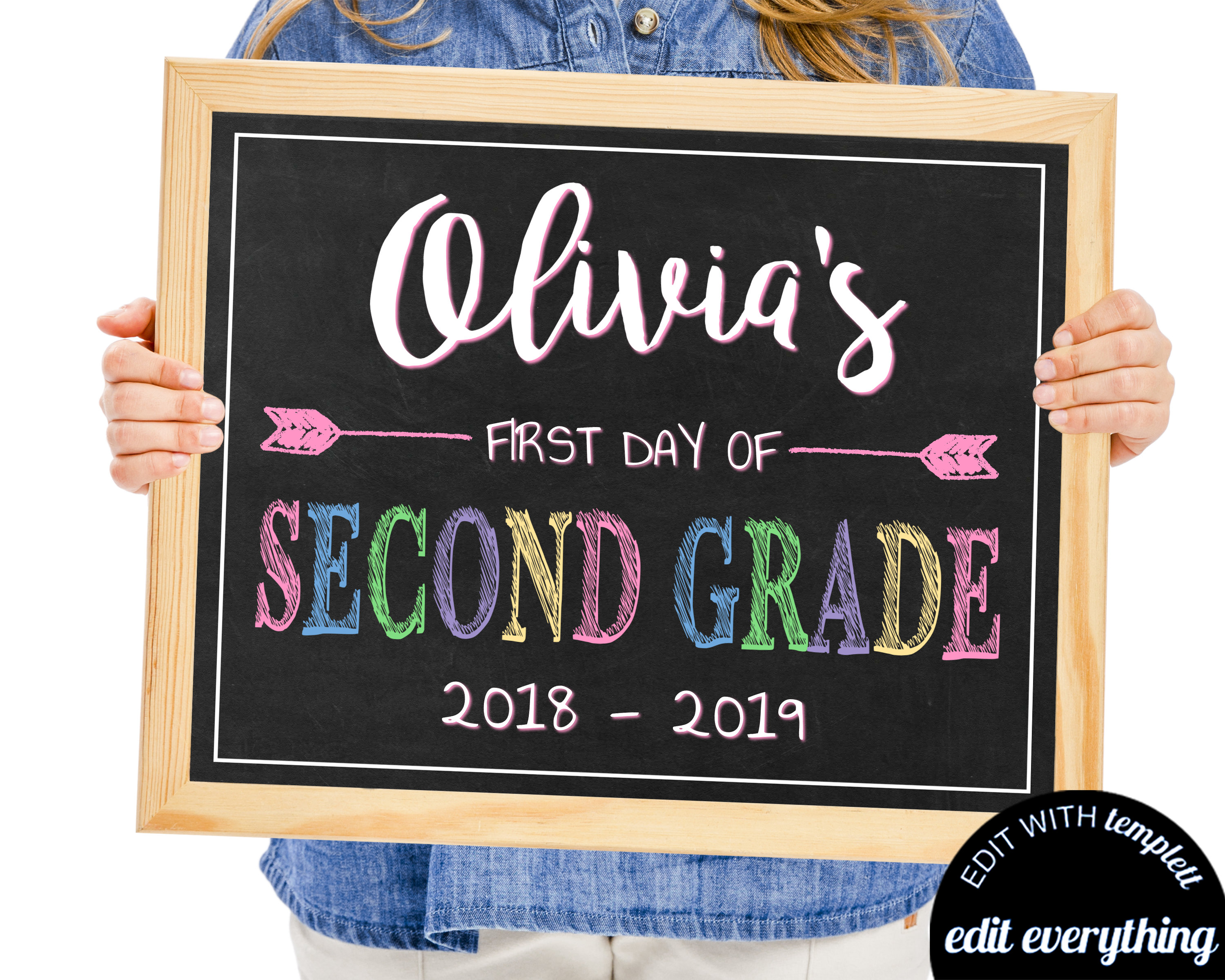 Girls First Day of School Second Grade Sign First Day of | Etsy