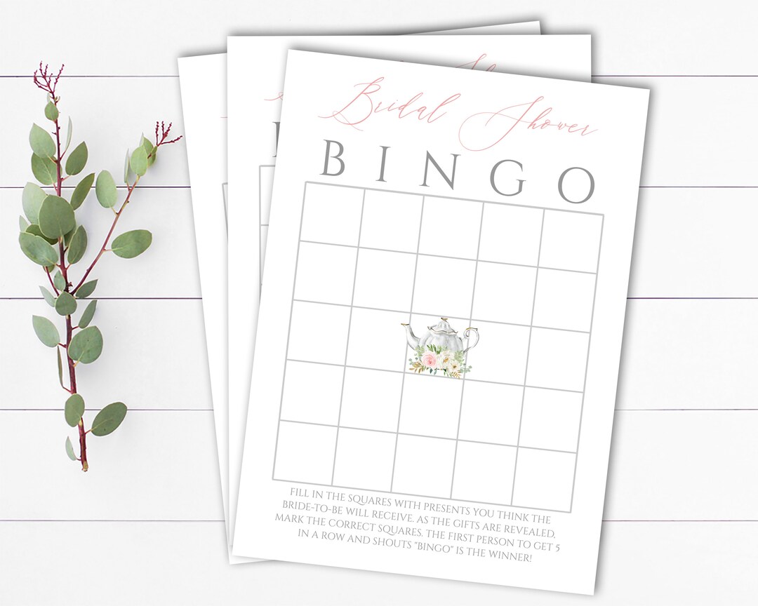 Floral Baby Shower Bingo Game Baby Bingo Game Teapot Baby Shower Bingo ...