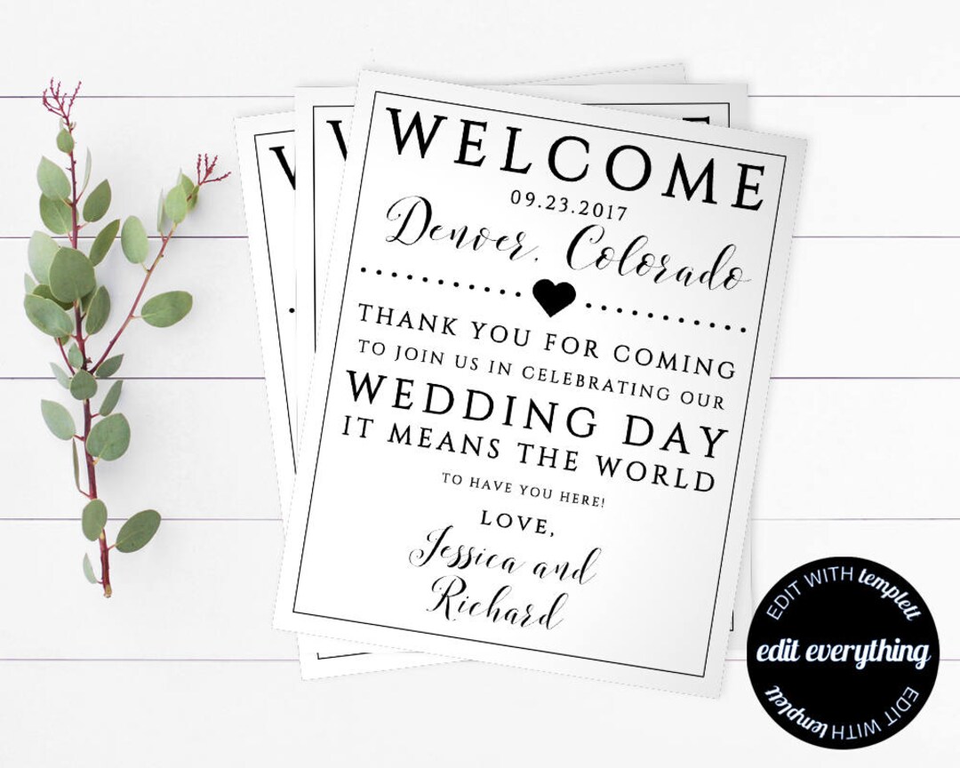 Printable Wedding Welcome Bag Tags - Wedding Favor Tags - Destination ...