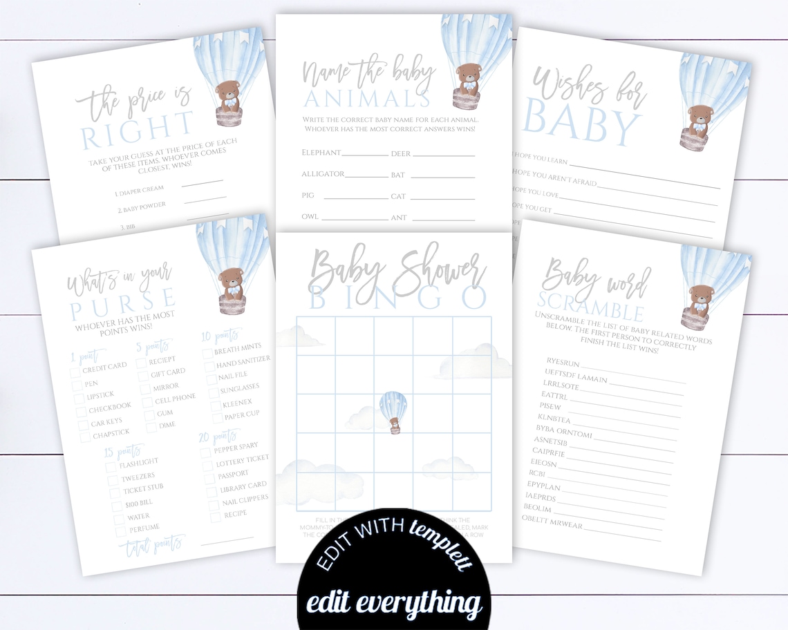 Bear Baby Shower Games Printable Baby Shower Games Package - Etsy