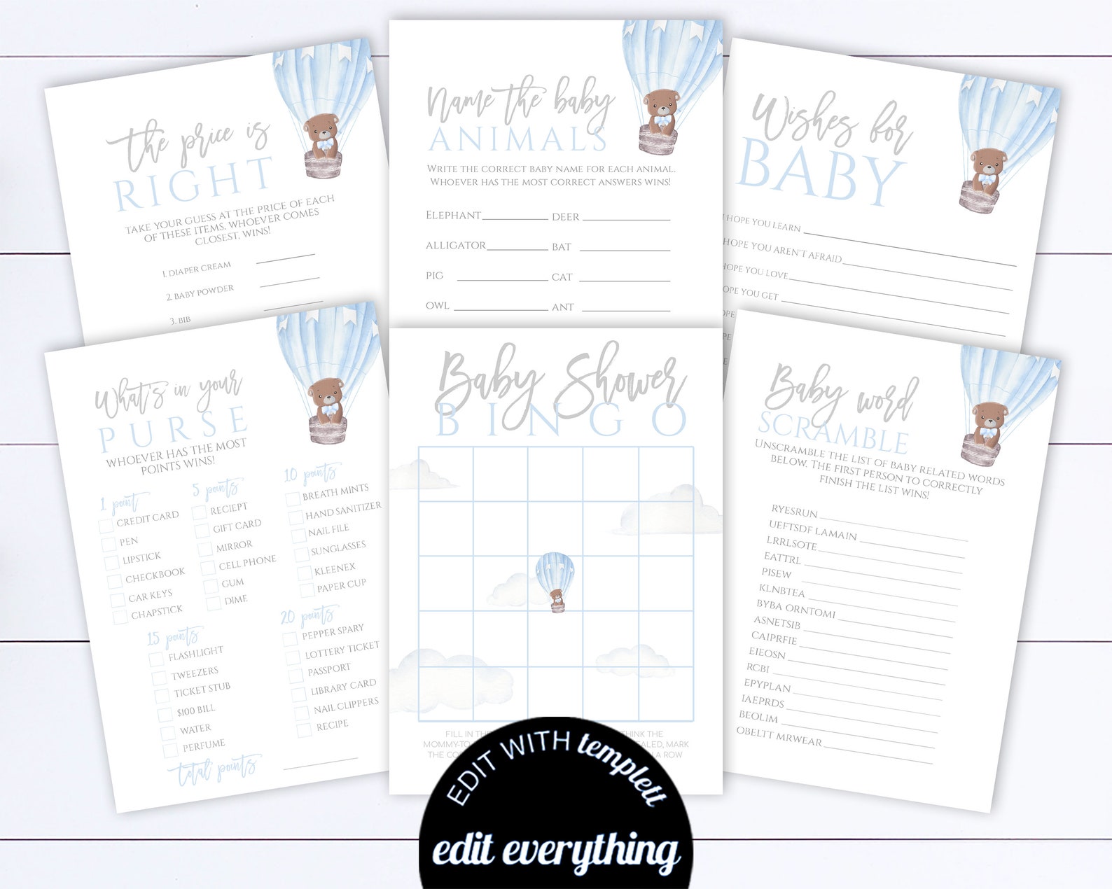 Bear Baby Shower Games Printable Baby Shower Games Package - Etsy