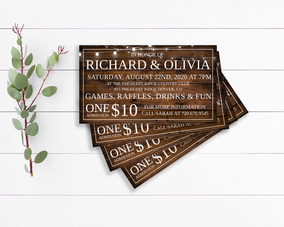 Jack and Jill Tickets Stag and Doe Country Wedding Raffle Tickets Buck ...